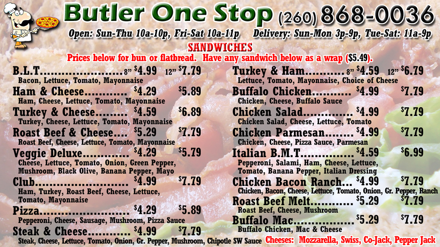 FULL MENU - ONE STOP PIZZA & MORE